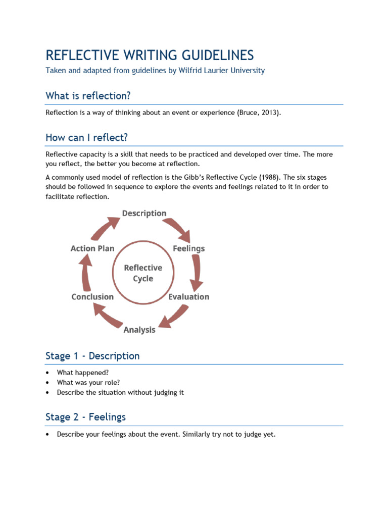 Reflective Writing Guidelines | PDF