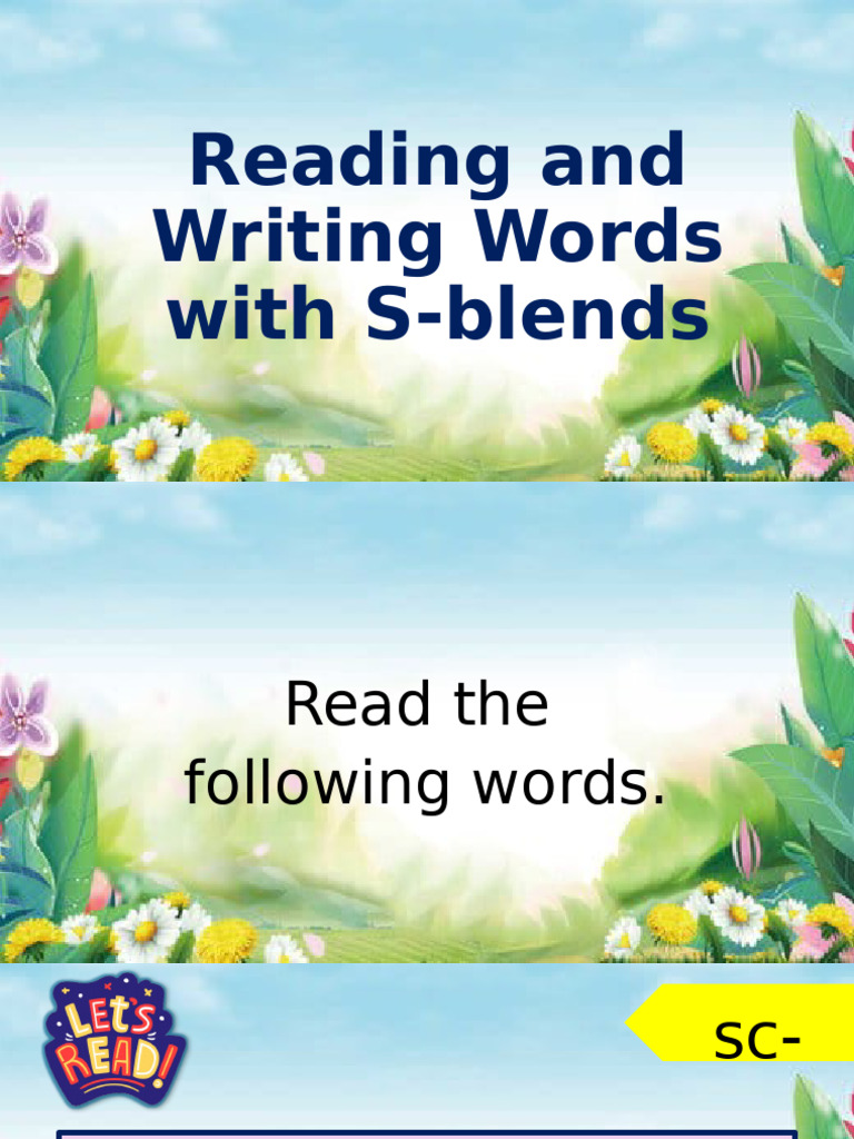 Reading and Writing Words With S-Blends-D2 | PDF