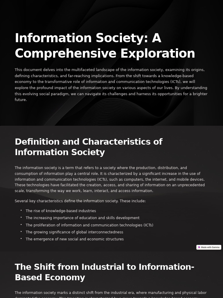 Information Society A Comprehensive Exploration | PDF | Society ...