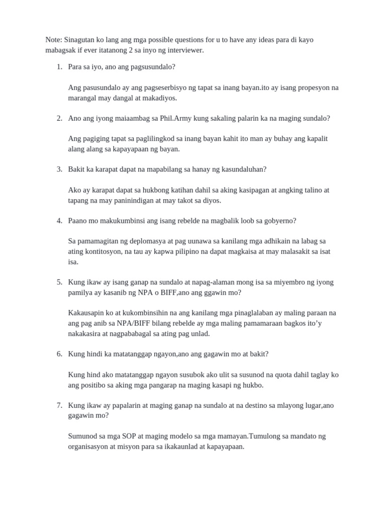 AFP Sample questions | PDF