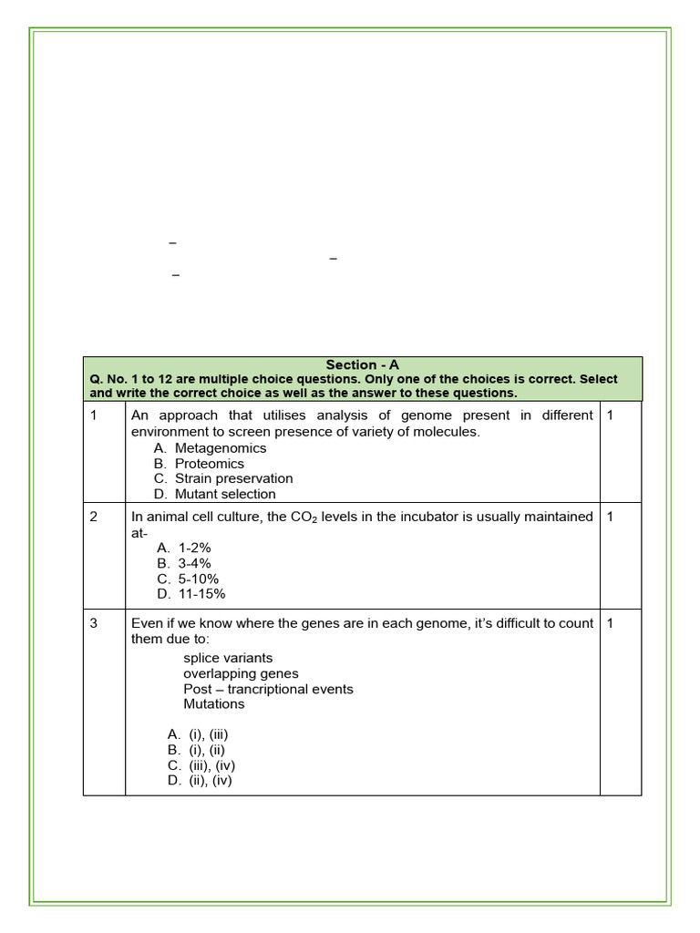 Biotechnology SQP | PDF