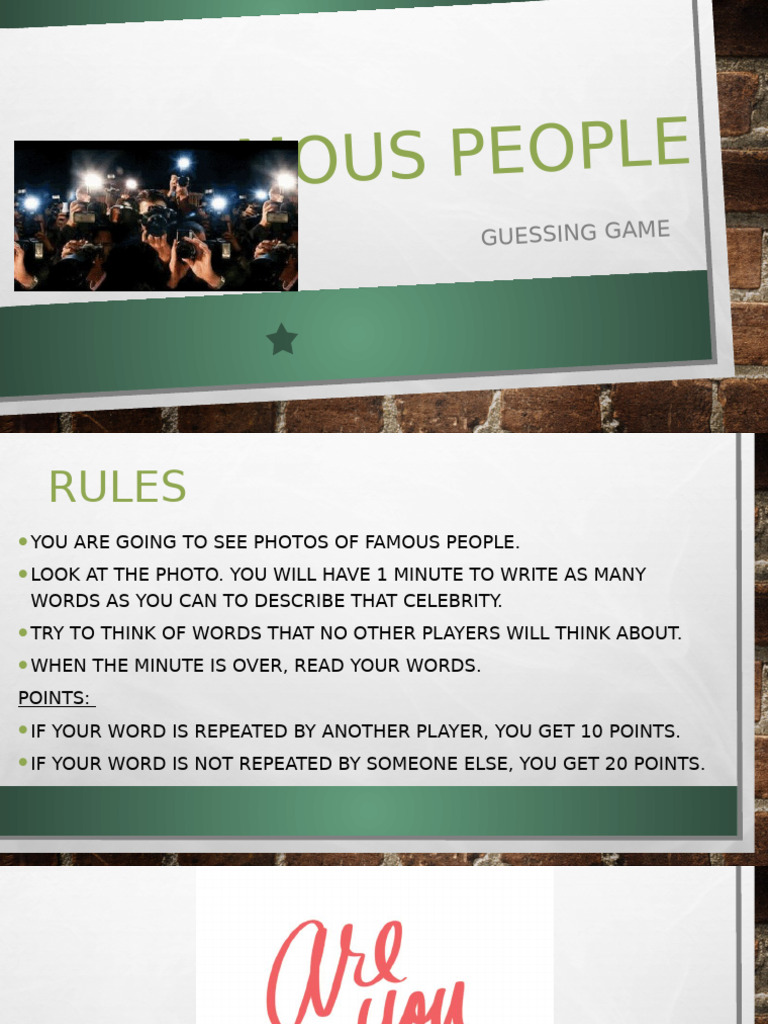 Famous People Guessing Game Games 136503 | PDF