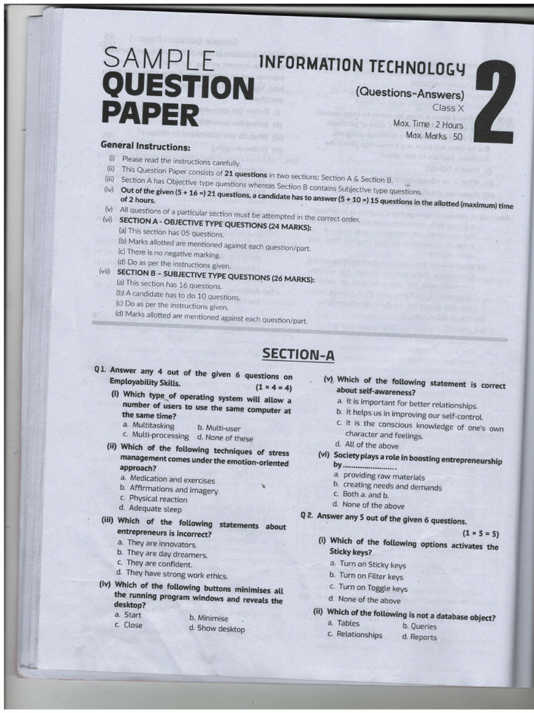 Sample Paper 3 IT(402)-1 | PDF