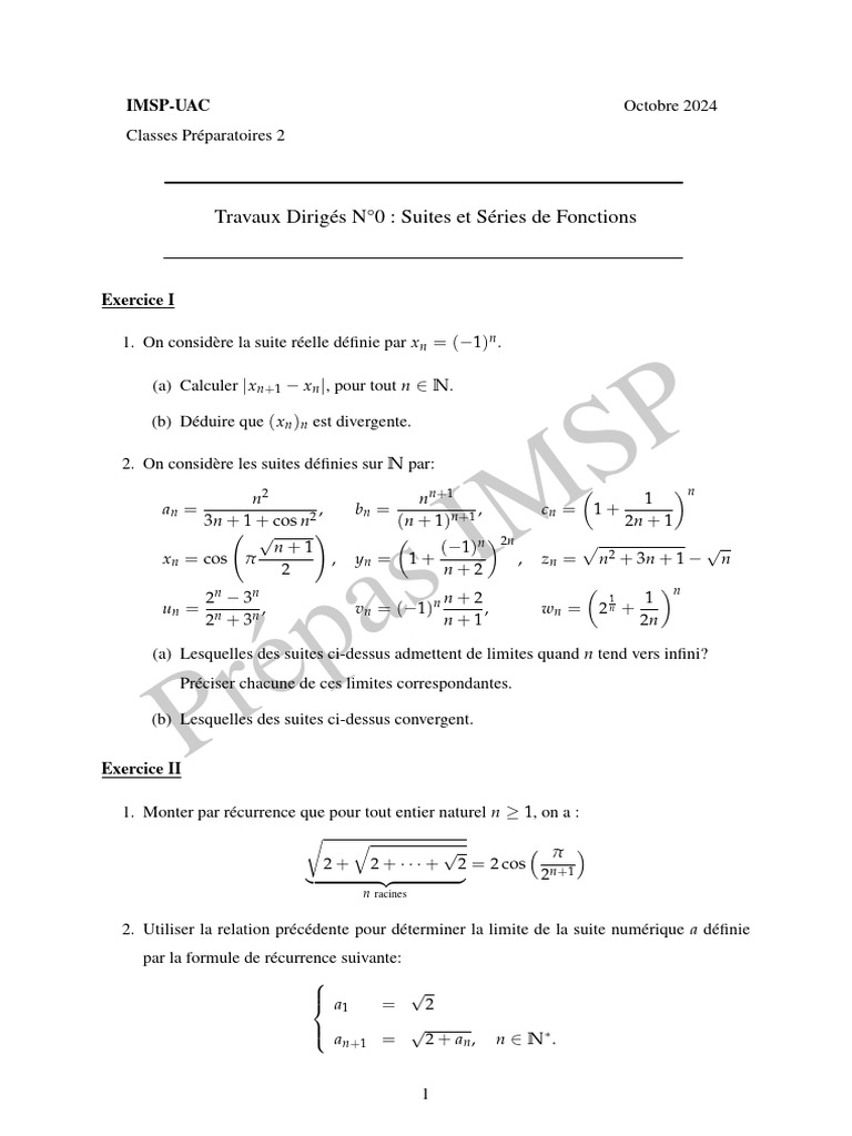 TD0 - Prépas | PDF