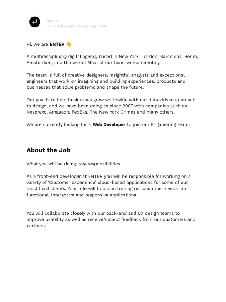 WD CHsection3 TechChallenge-The Phone Cave | PDF