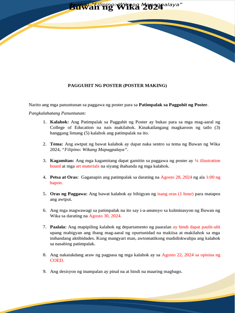 Buwan NG Wika 2024 Panuntunan | PDF