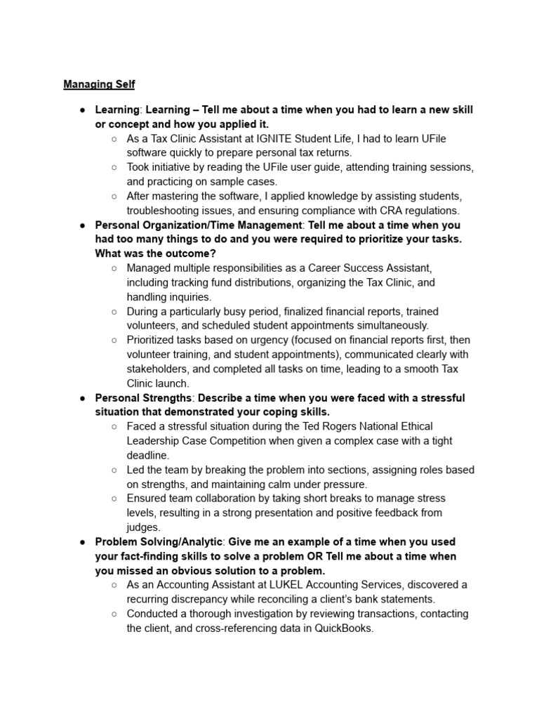 Skills Portfolio Rough Draft Bullet Points | PDF