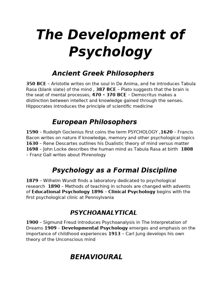 The Development of Psychology | PDF