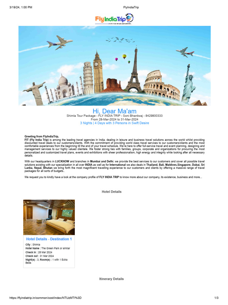 Shimla Tour Package. | PDF