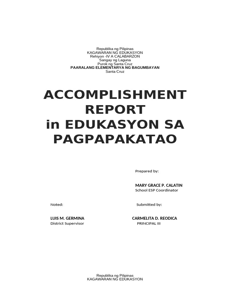 Esp Accomplishment Report | PDF