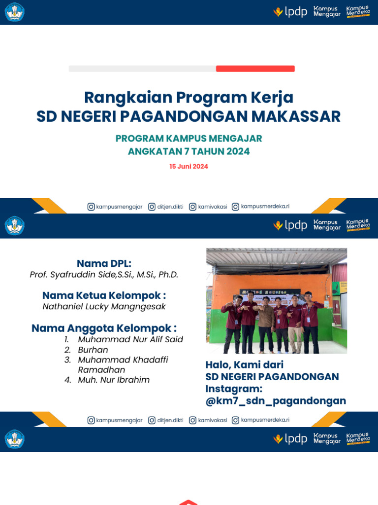 Rangkaian Program Kerja KM 7 - SD Negeri Pagandongan | PDF