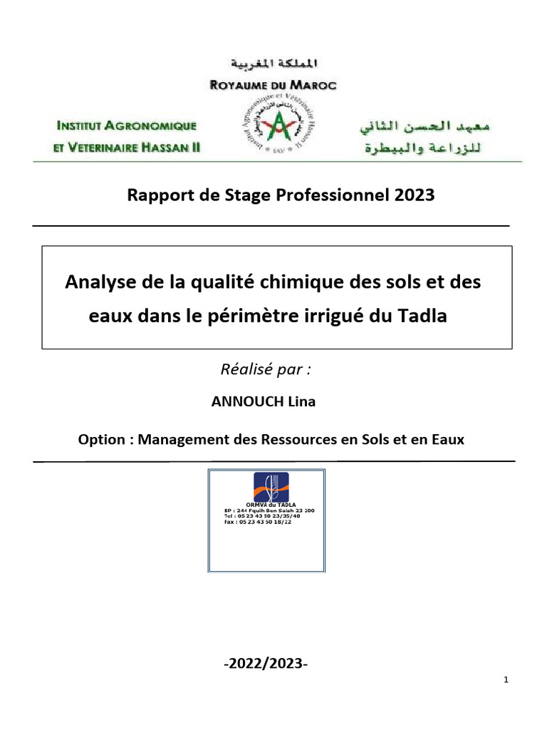 Rapport de Stage - ORMVAT | PDF