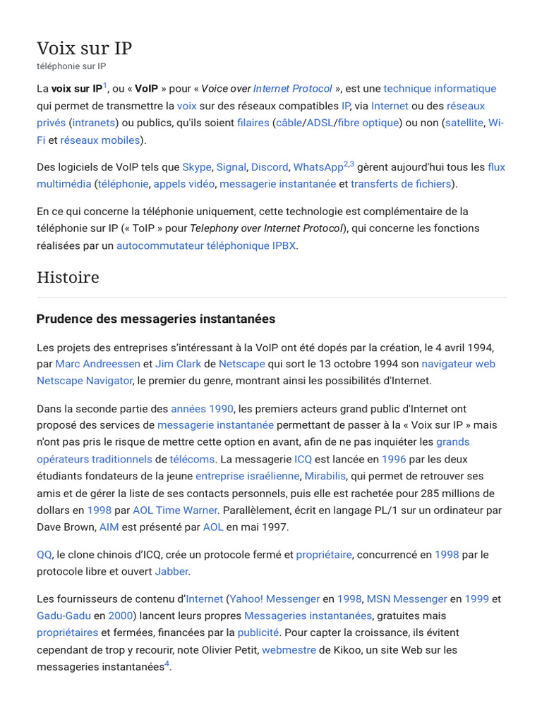 Voix Sur IP - Wikipédia | PDF