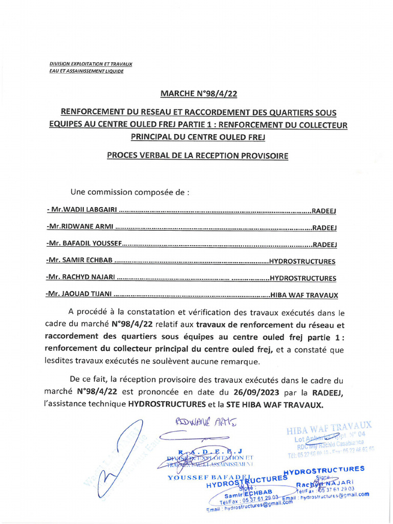 PV RECEP PROV MAR N°98-4-22 | PDF