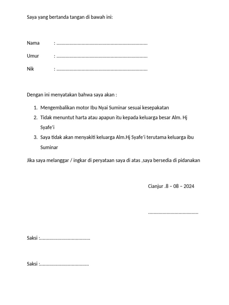 Saya Yang Bertanda Tangan Di Bawah Ini | PDF