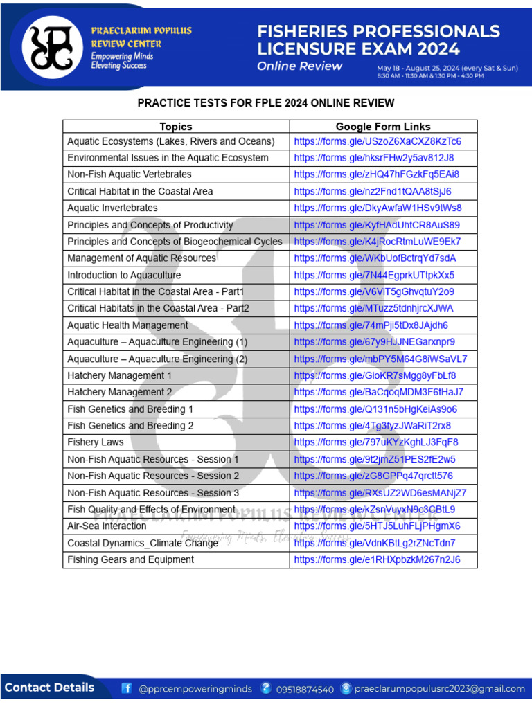 PPRC - Practice Tests For FPLE 2024 Online Review | PDF
