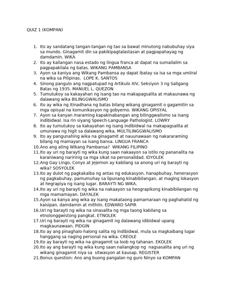 QUIZ 1 KOMPAN | PDF