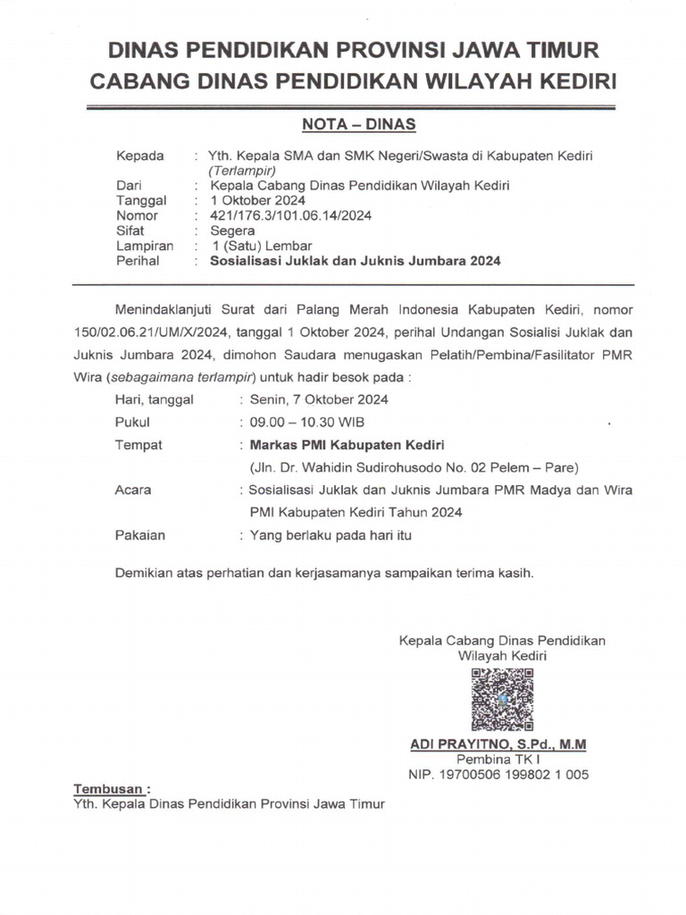 Nodin Sosialisasi Juklak Dan Juknis Jumbara20241001 - 14484083 | PDF