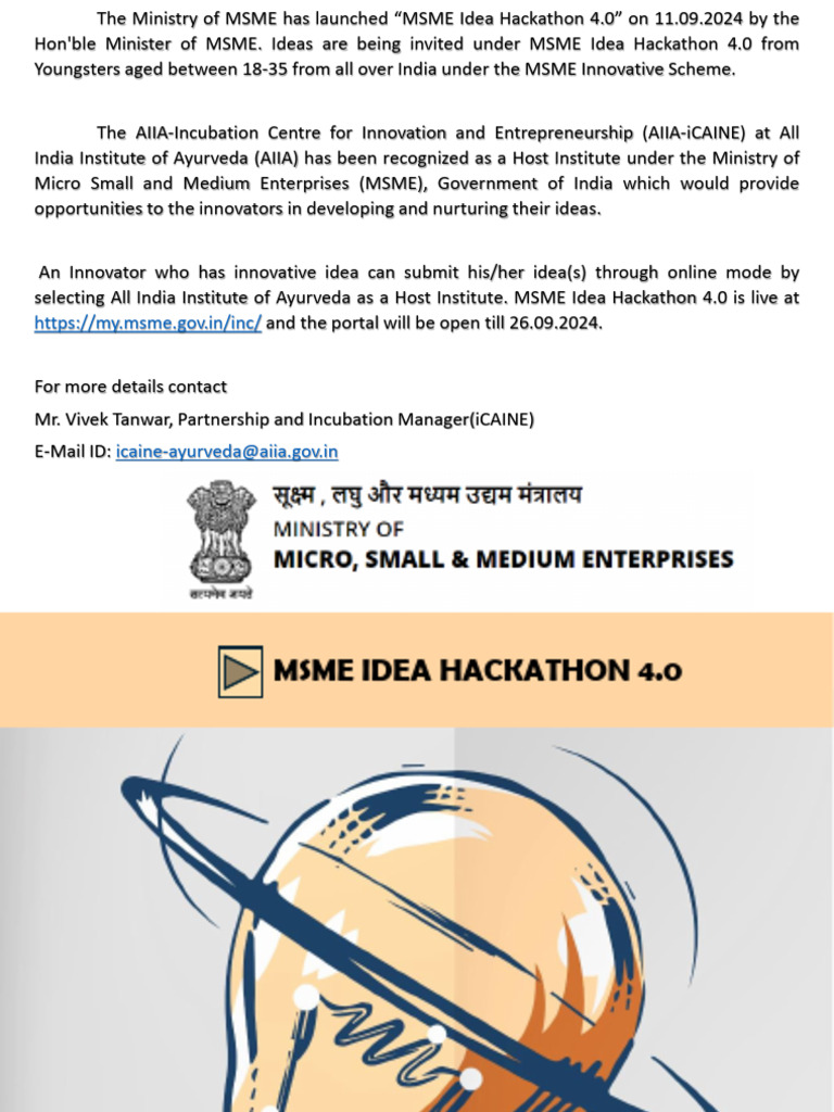 MSME Idea Hackathon 4.0 for Young Innovators | PDF | Cost Of Living ...
