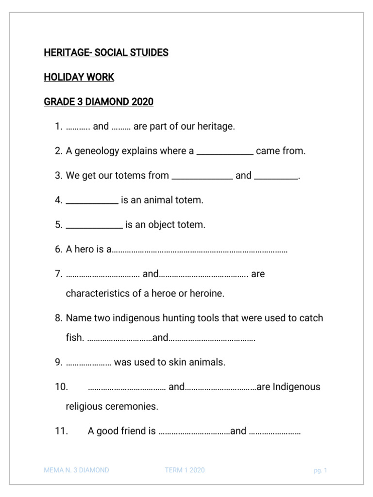 Grade 3 Holiday Work-1 | PDF