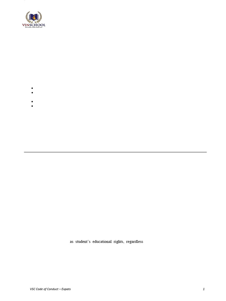 Code of Conduct - Expat Teachers | PDF | Teachers | Wellness