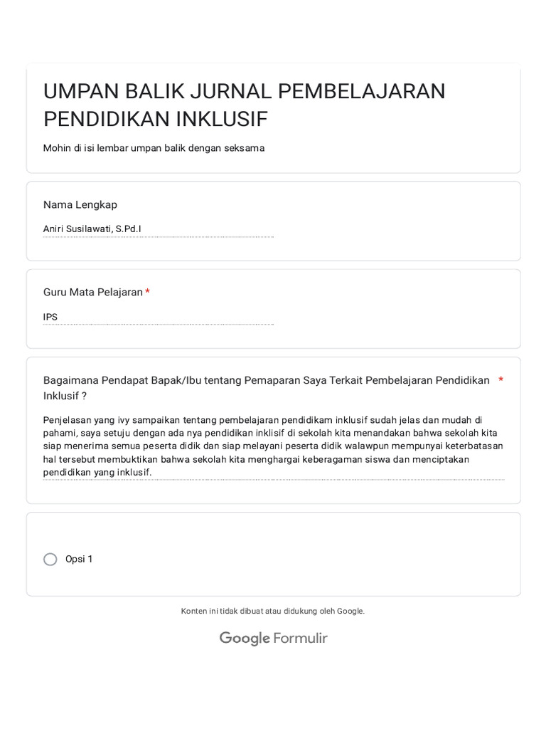 Umpan Balik Jurnal Pembelajaran Pendidikan Inklusif | PDF Umpan Balik Jurnal Pembelajaran Pendidikan Inklusif | PDF