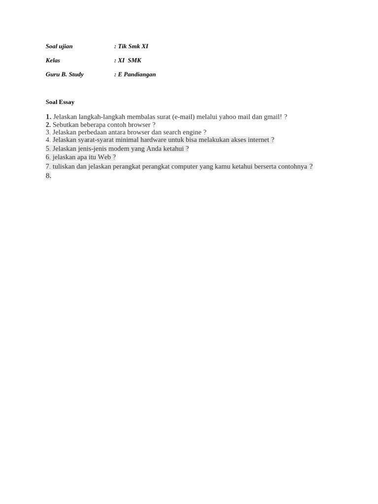 Soal Ujian Semester 2 Kelas X! SMK 2023 | PDF