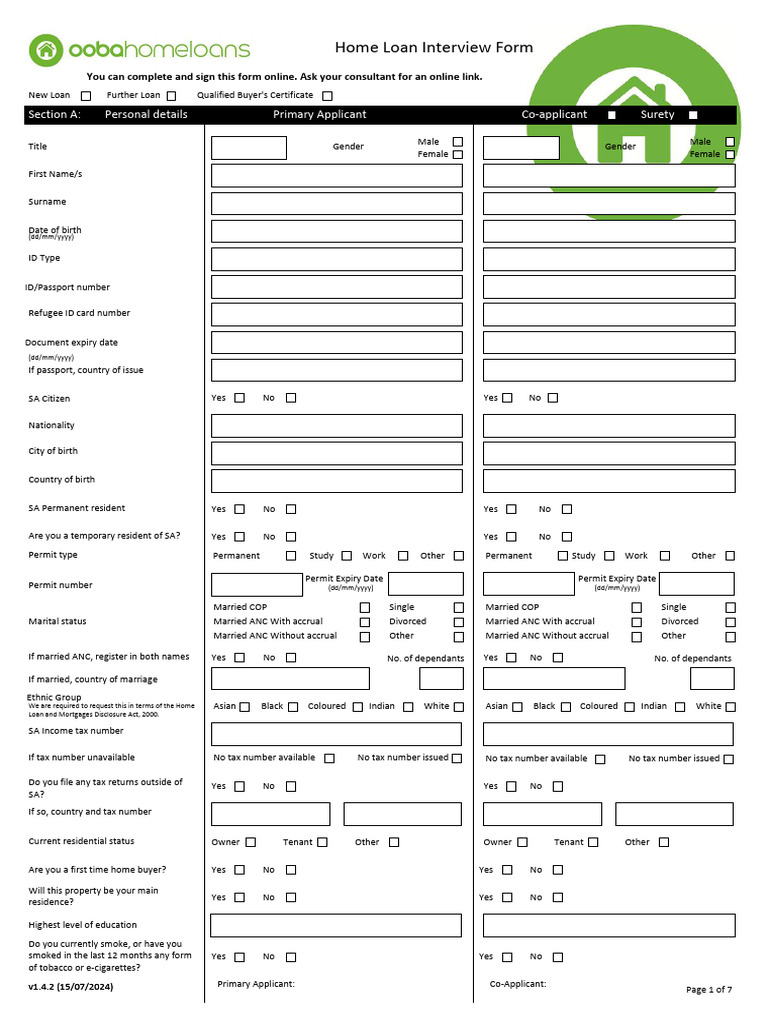 OOBA APPLICATION FORM | PDF
