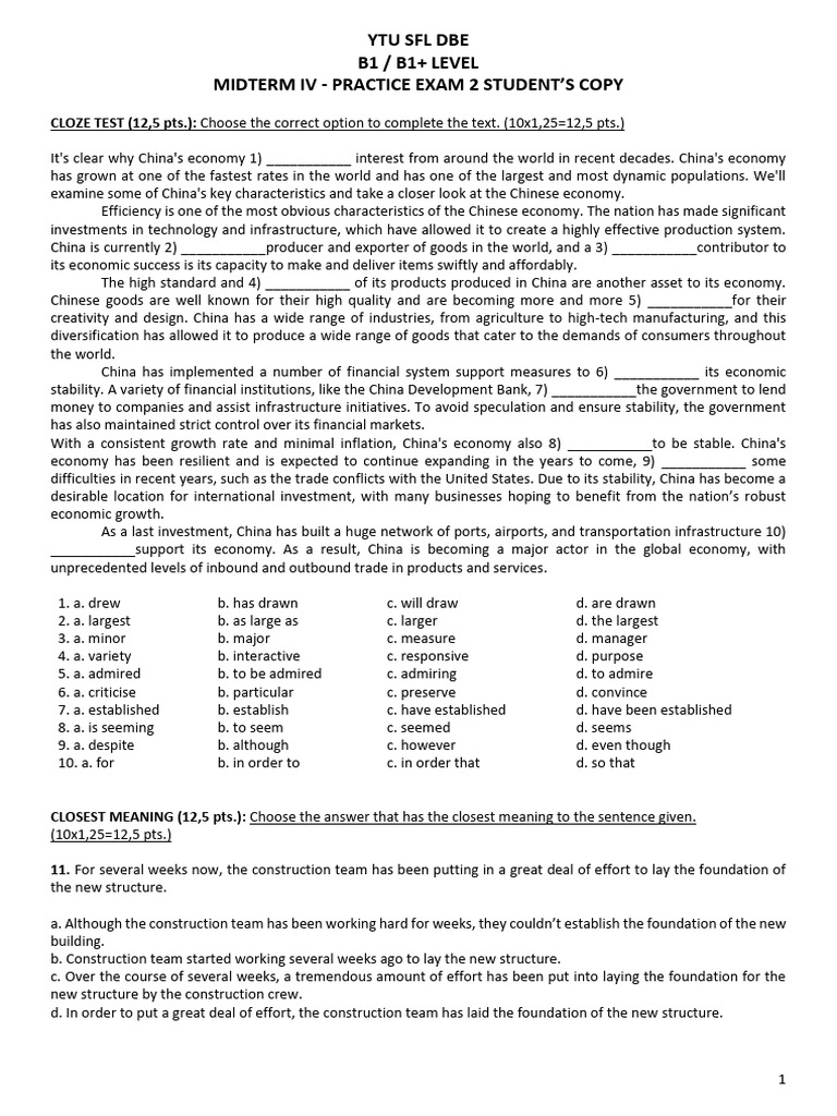 Midterm IV Practice Exam 2 - SC | PDF