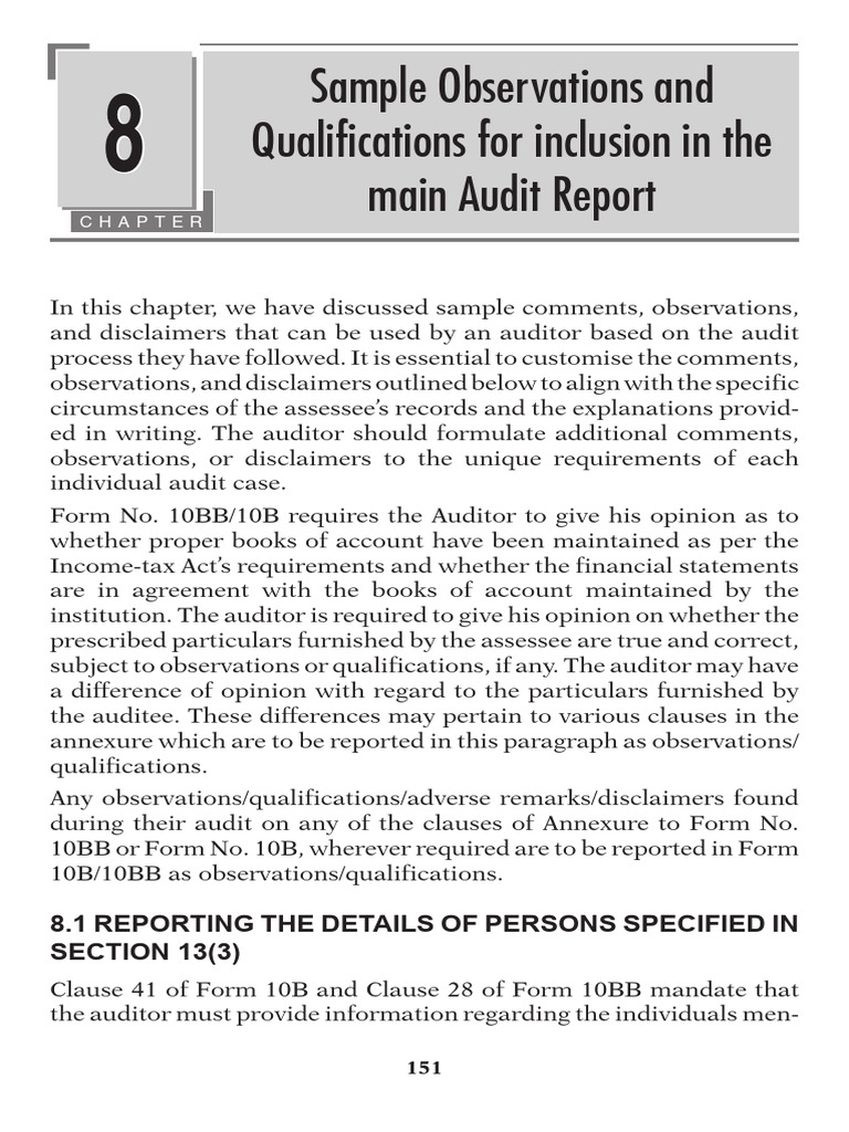 Sample Observations and Qualifications For Inclusion in The Main Audit ...