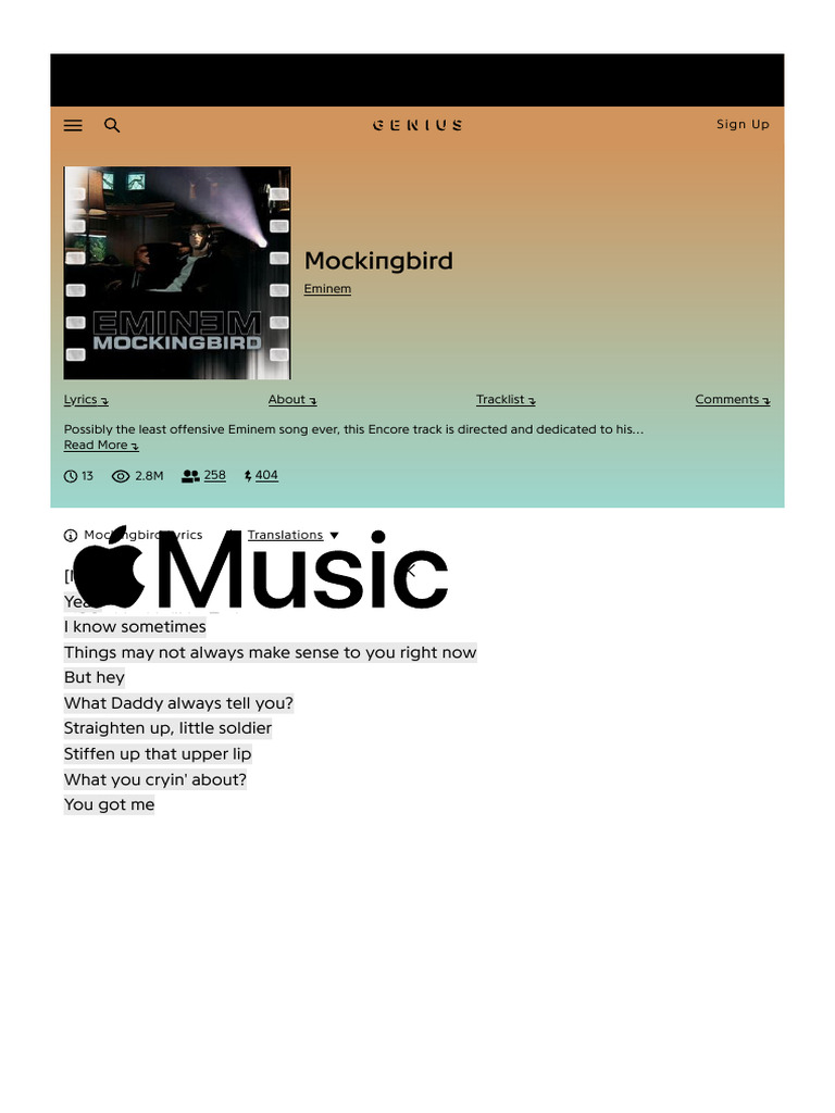 Eminem - Mockingbird Lyrics - Genius Lyrics | PDF