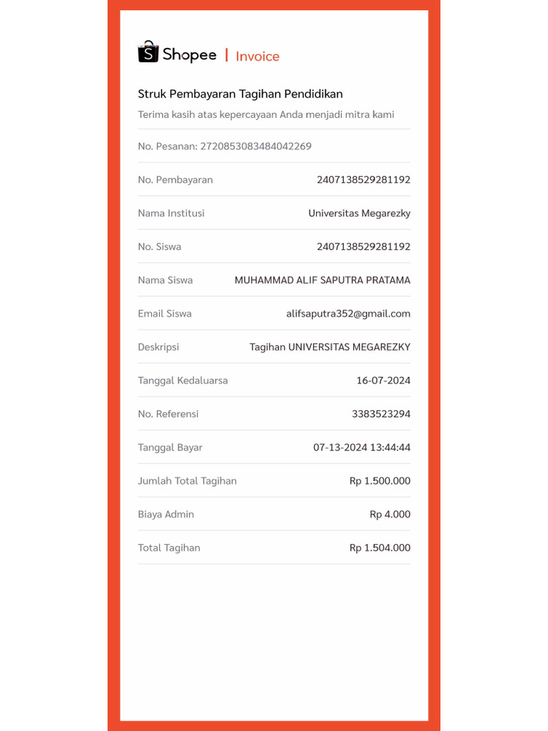 Bukti Pembayaran SP Alif | PDF