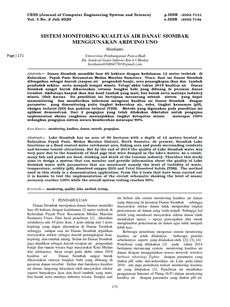 Sistem Monitoring Kualitas Air Danau Sio | PDF