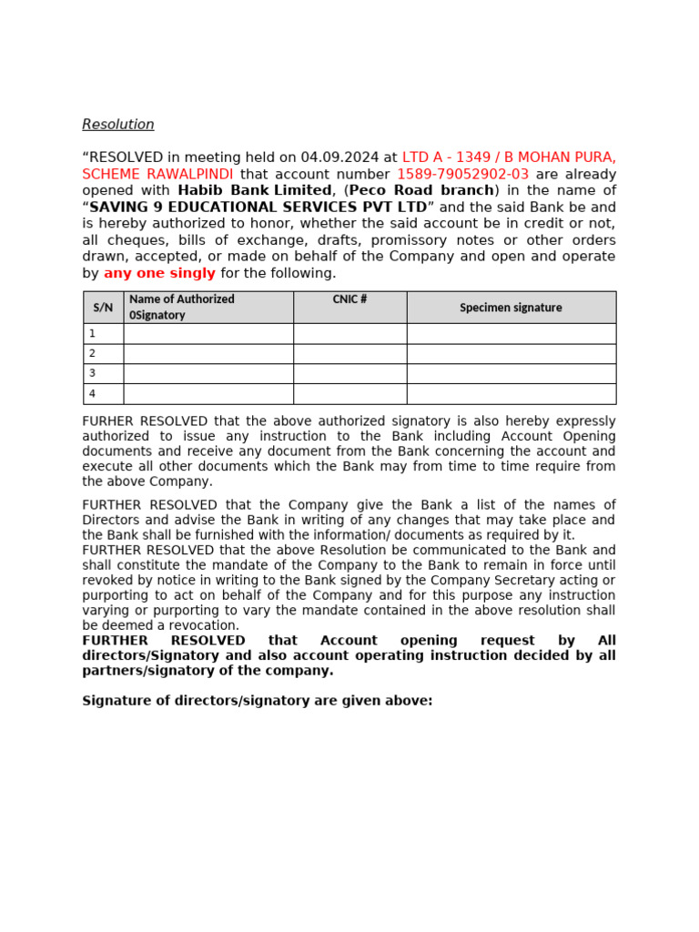 BOR Format | PDF