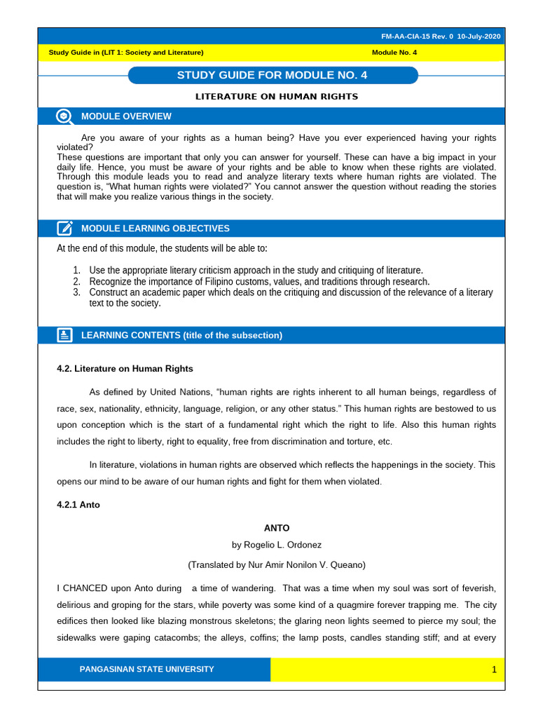 Study Guide Module - 4 | PDF | Id | Social Science