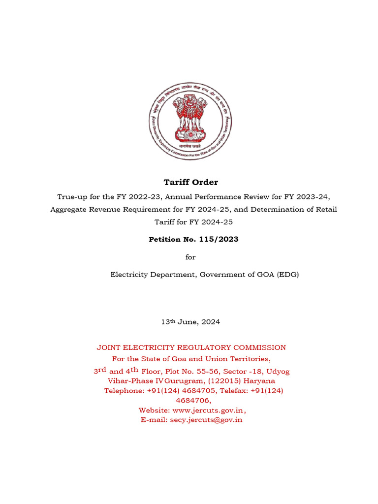 Tariff Order EDG | PDF