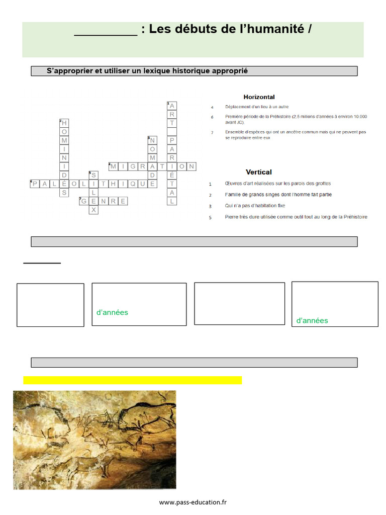 Evaluation Corrigée 6ème Les Débuts de L'humanité | PDF