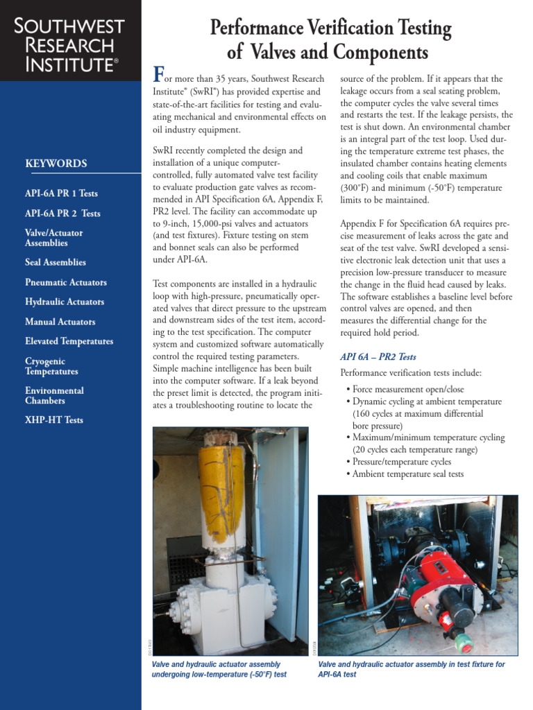 Performance Verification Testing - 0 | PDF | Valve | Technology ...