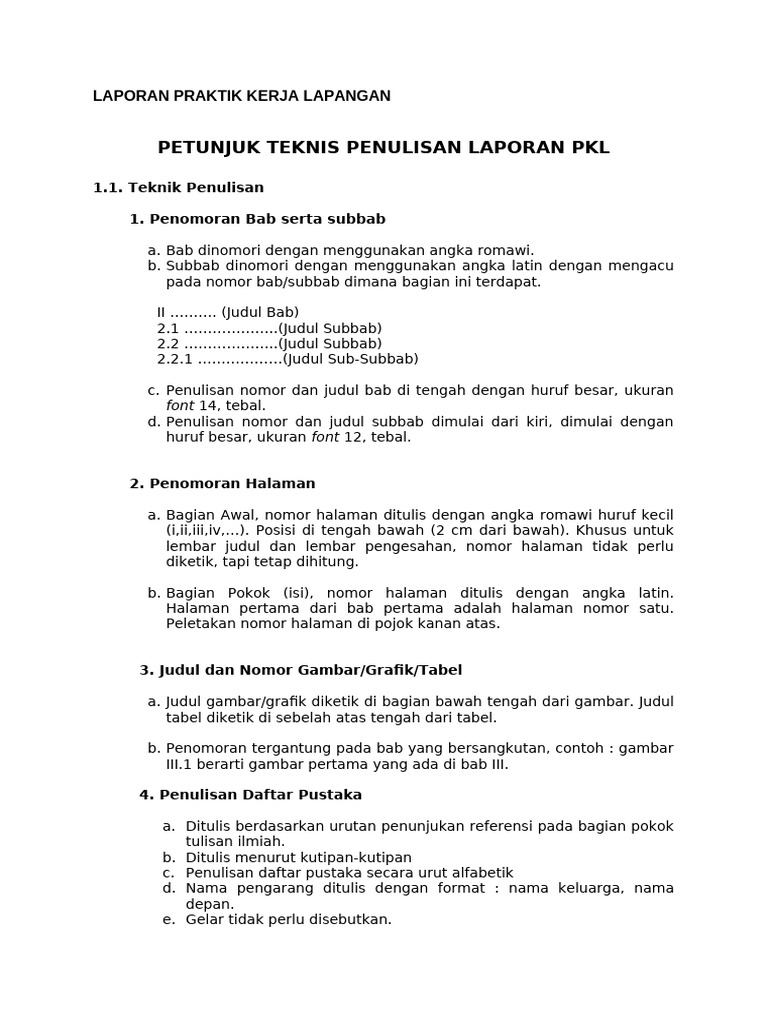 Format Laporan PKL 2024-2025 | PDF