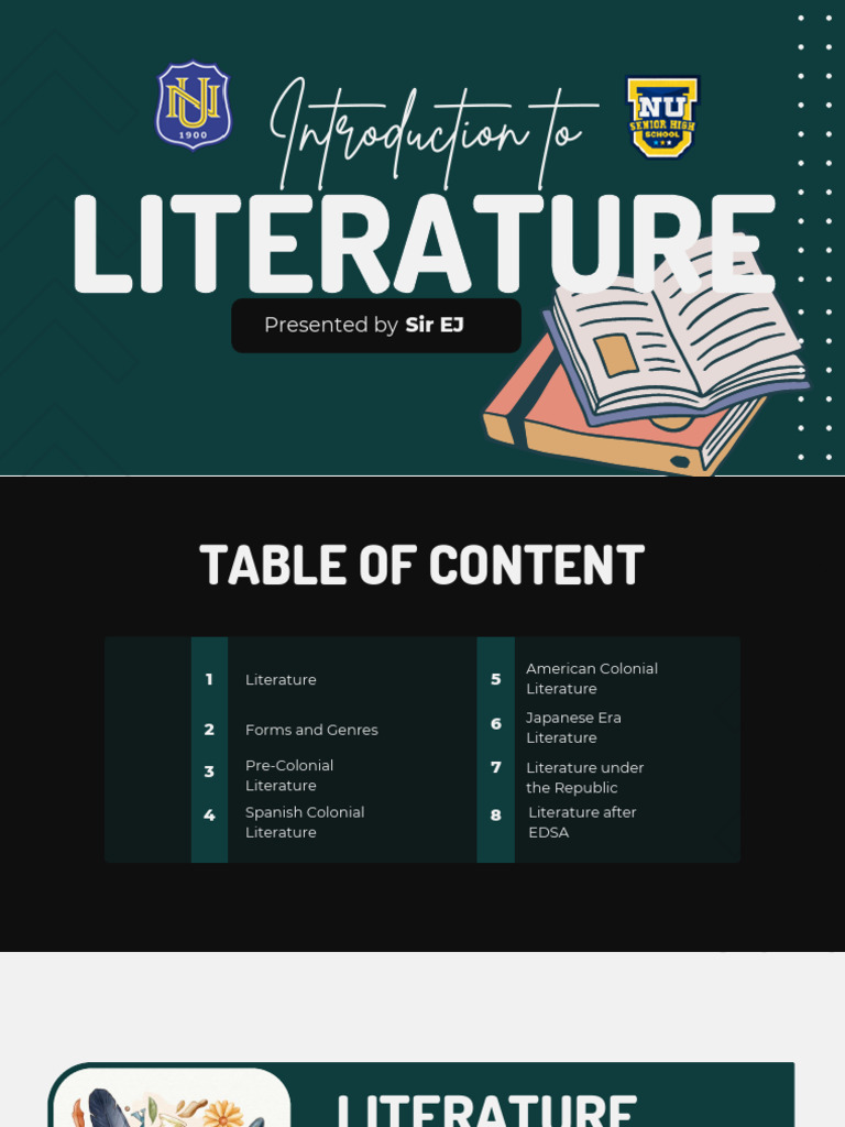 WEEK 1 - Intro. to Literature and Eras | PDF