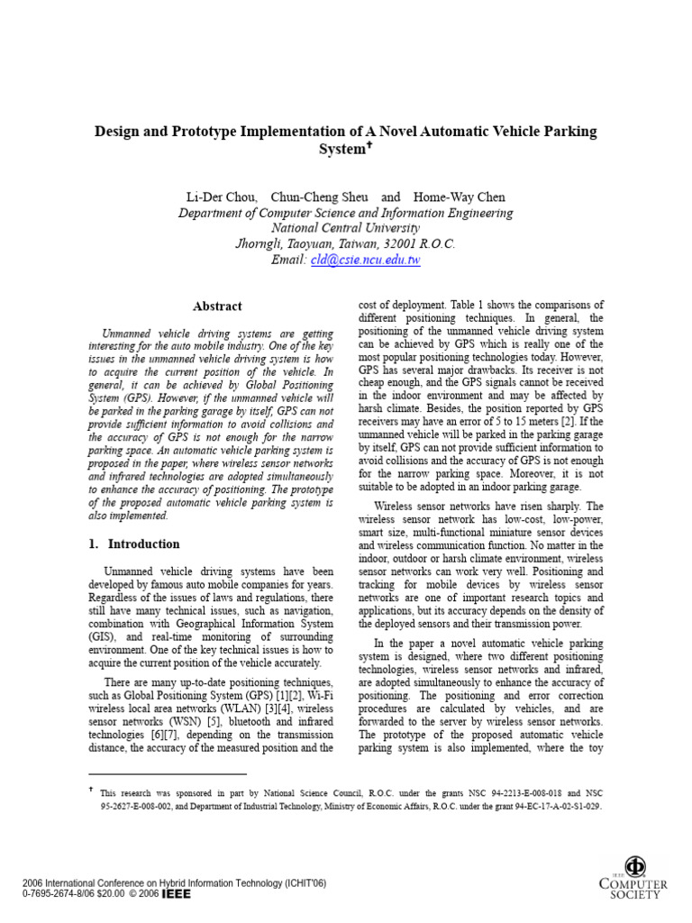 Design and Prototype Implementation of A Novel Automatic Vehicle Parking | PDF