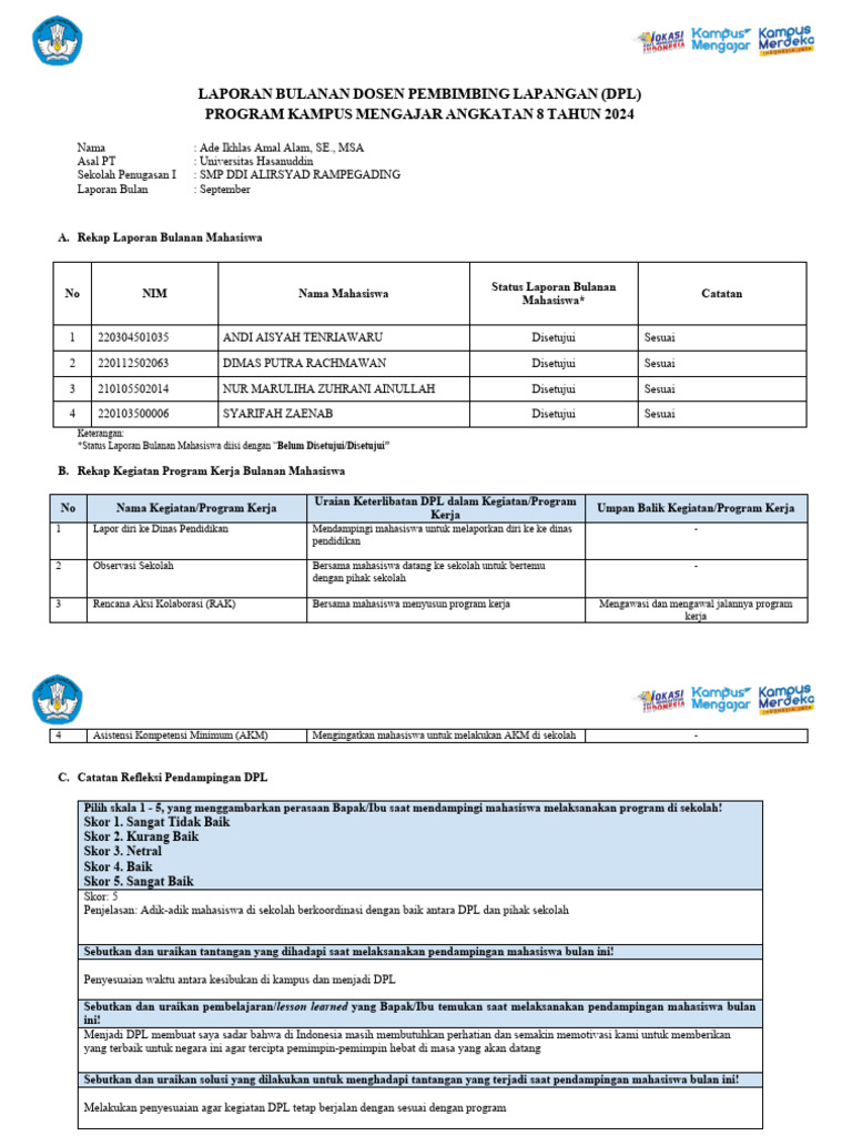 Laporan Bulan I | PDF