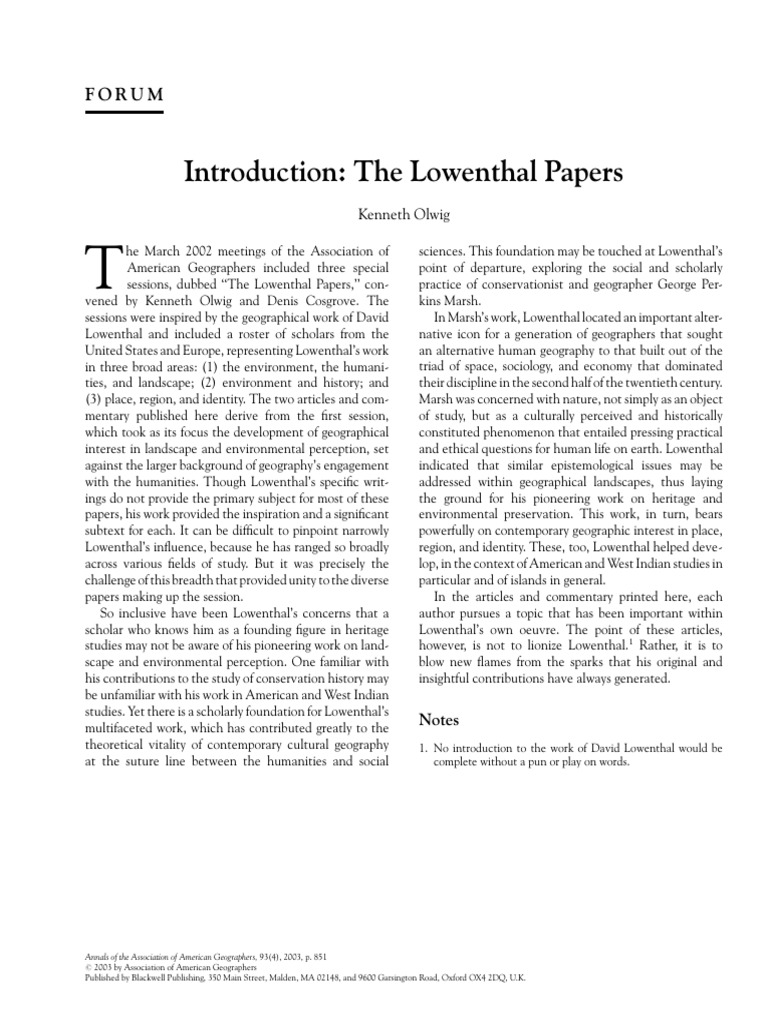 Introduction The Lowenthal Papers | PDF