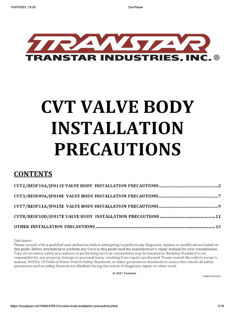 CVT Precaution | PDF