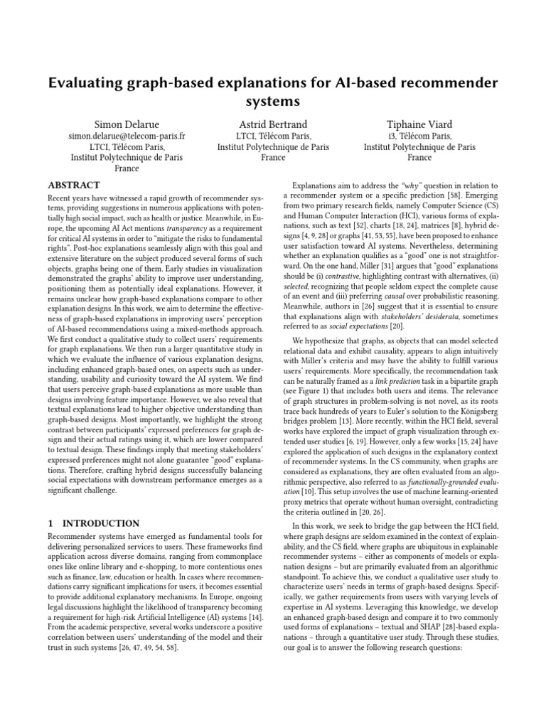Evaluating Graph-Based Explanations For AI-based R | PDF Evaluating Graph-Based Explanations For AI-based R | PDF