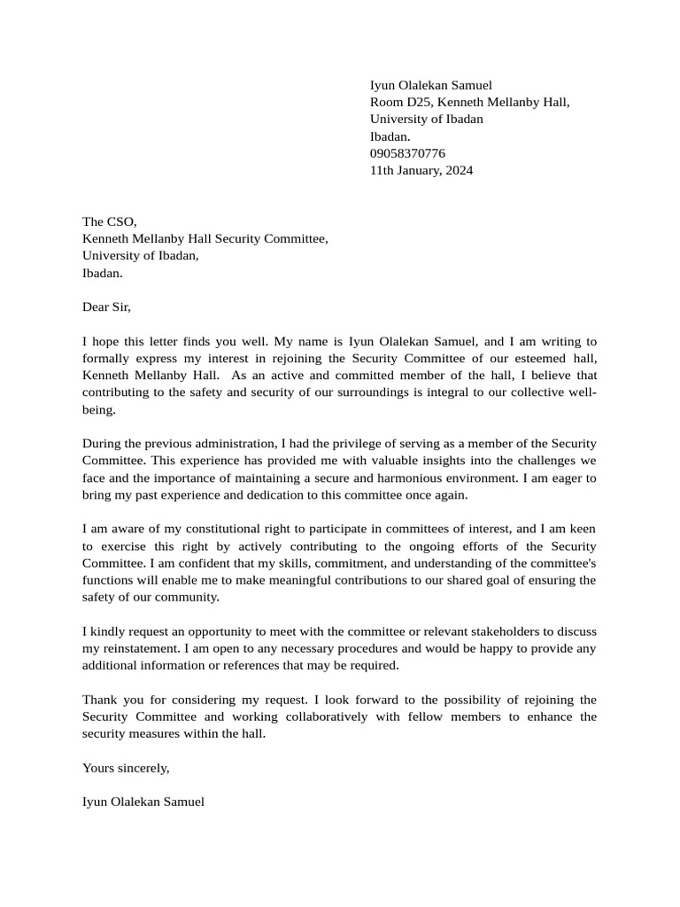 Letter To Cso | PDF