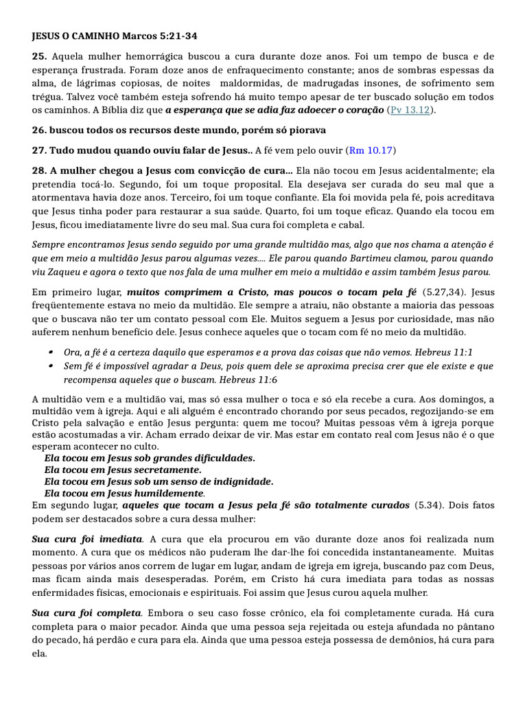 JESUS O CAMINHO Marcos 5 | PDF