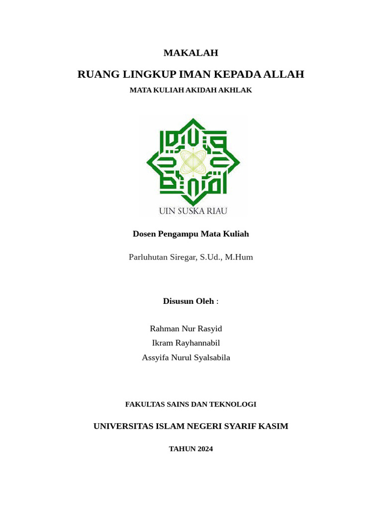 Makalah Akidah Akhlak Kelompok 1 | PDF