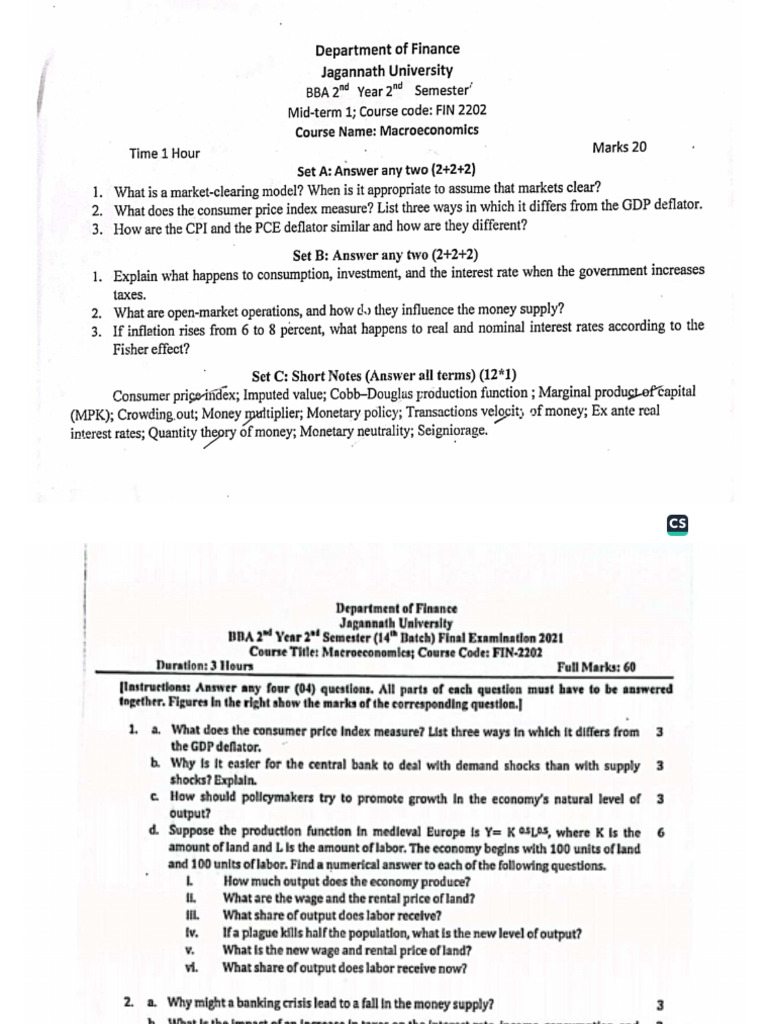 Fin - 2202 Macroeconomics | PDF