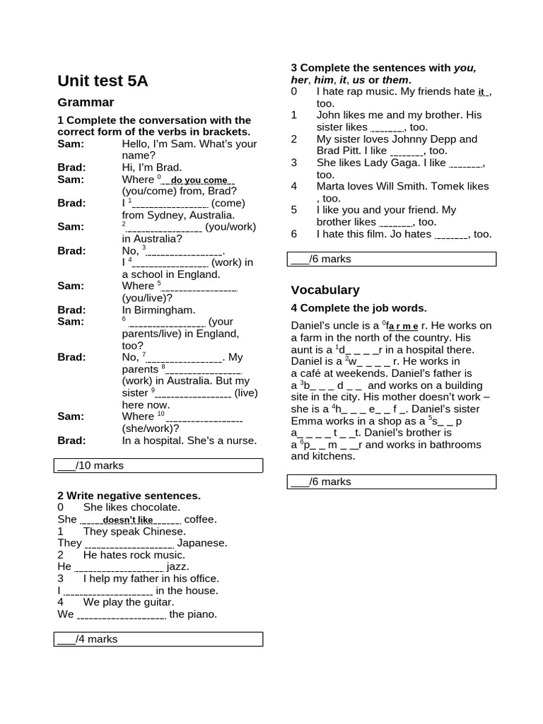 LB 5th Unit Test 05A | PDF